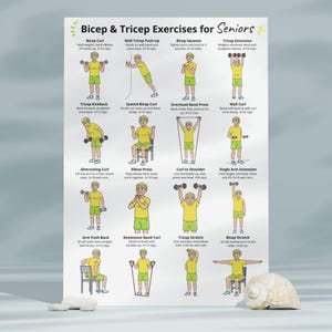 Bicep and Tricep Exercises for Seniors, Chair Arm Workout Printable ...