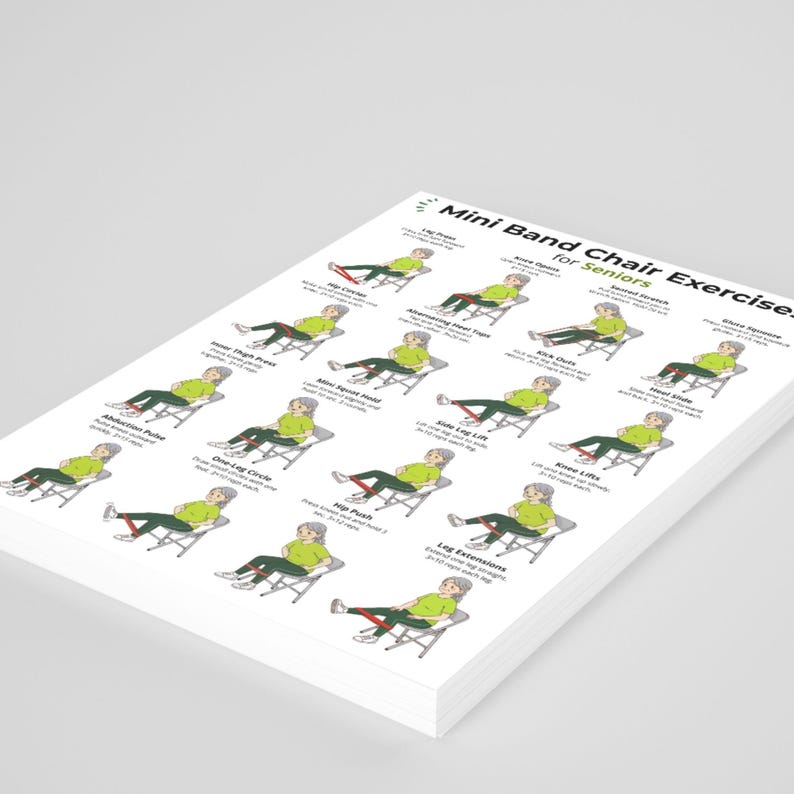 Mini Band Chair Exercises for Seniors Poster, Seated Resistance Band ...