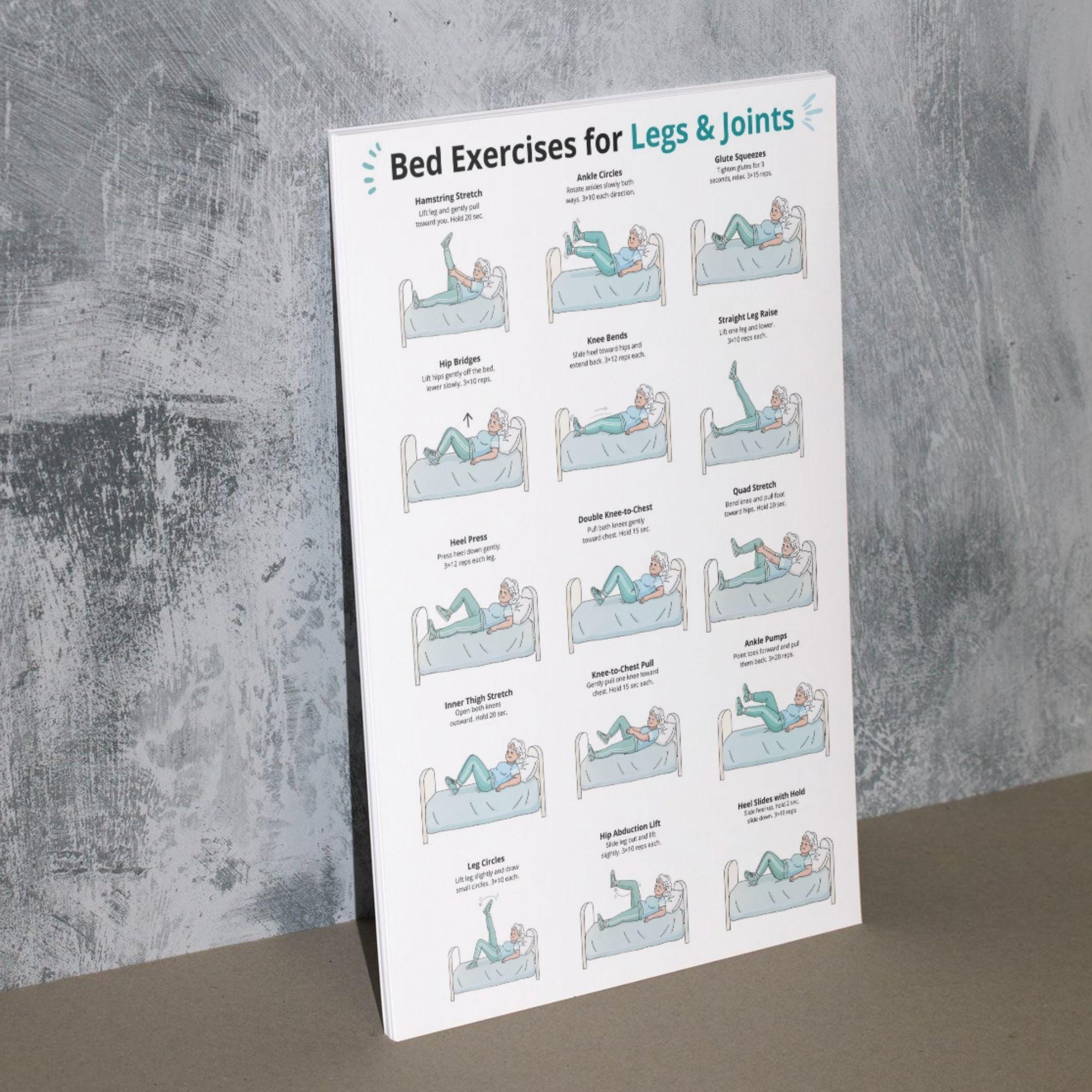 Bed Exercises for Legs & Joints Printable, Senior Bed Routine Chart ...