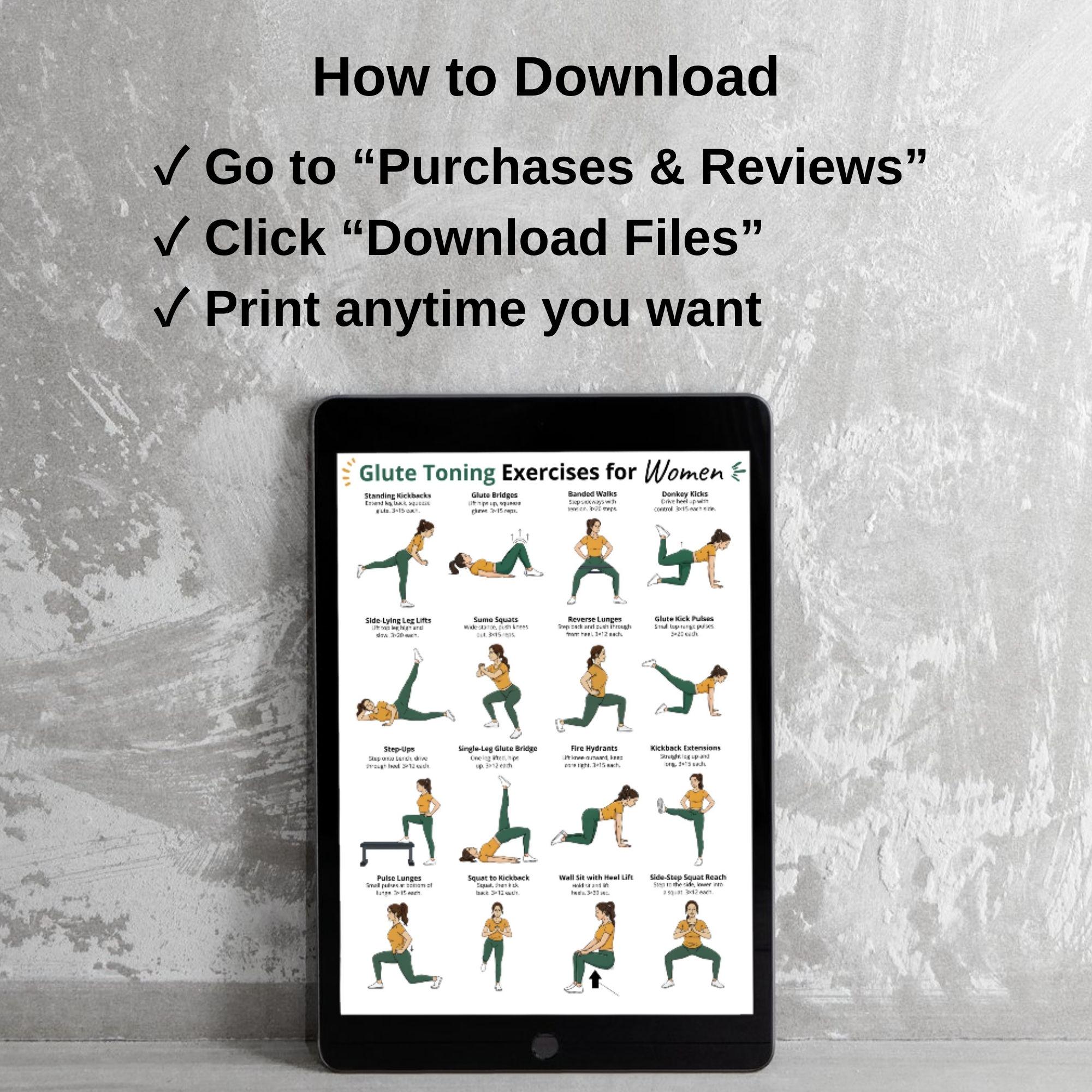 Glute Exercises for Women, Lower Body Exercise Chart, Glute Workout ...