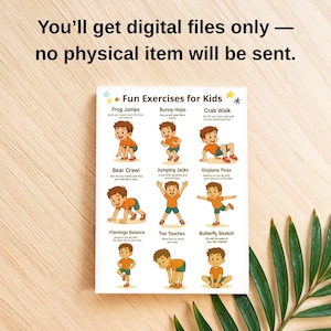 Fun Kids Exercise Chart Printable, Fun Workout Poster for Children ...