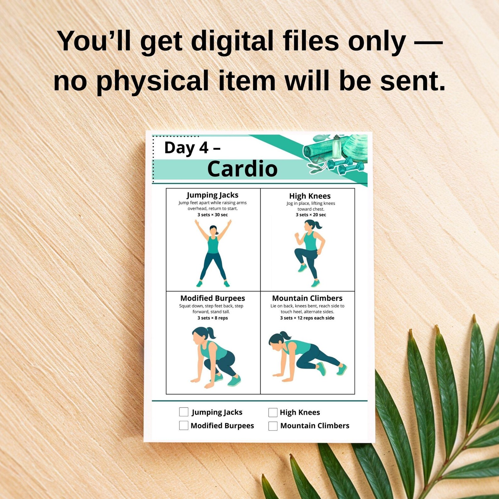 7-day Home Workout Plan for Women – Printable Exercise Chart, Full Body ...