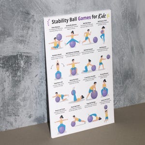 Stability Ball Games for Kids Poster, Exercise Ball Activities Chart ...