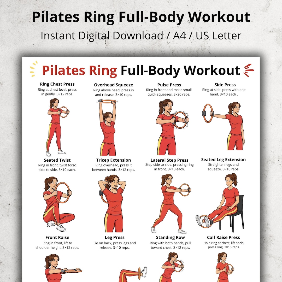Pilates Ring Full Body Workout Printable Poster, Magic Circle Exercises ...