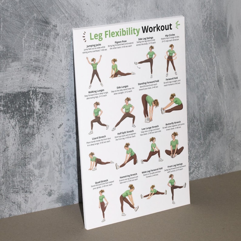 Leg Exercises Poster Printable, Leg Stretch Exercises Chart, Lower Body ...