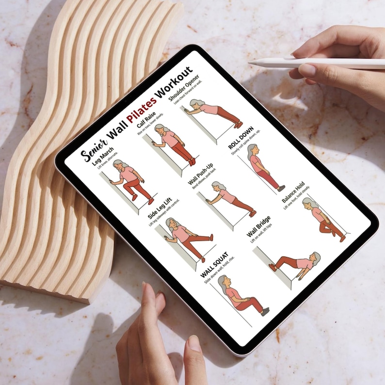 Wall Pilates for Seniors Printable – Senior Exercise Chart, Gentle Wall ...