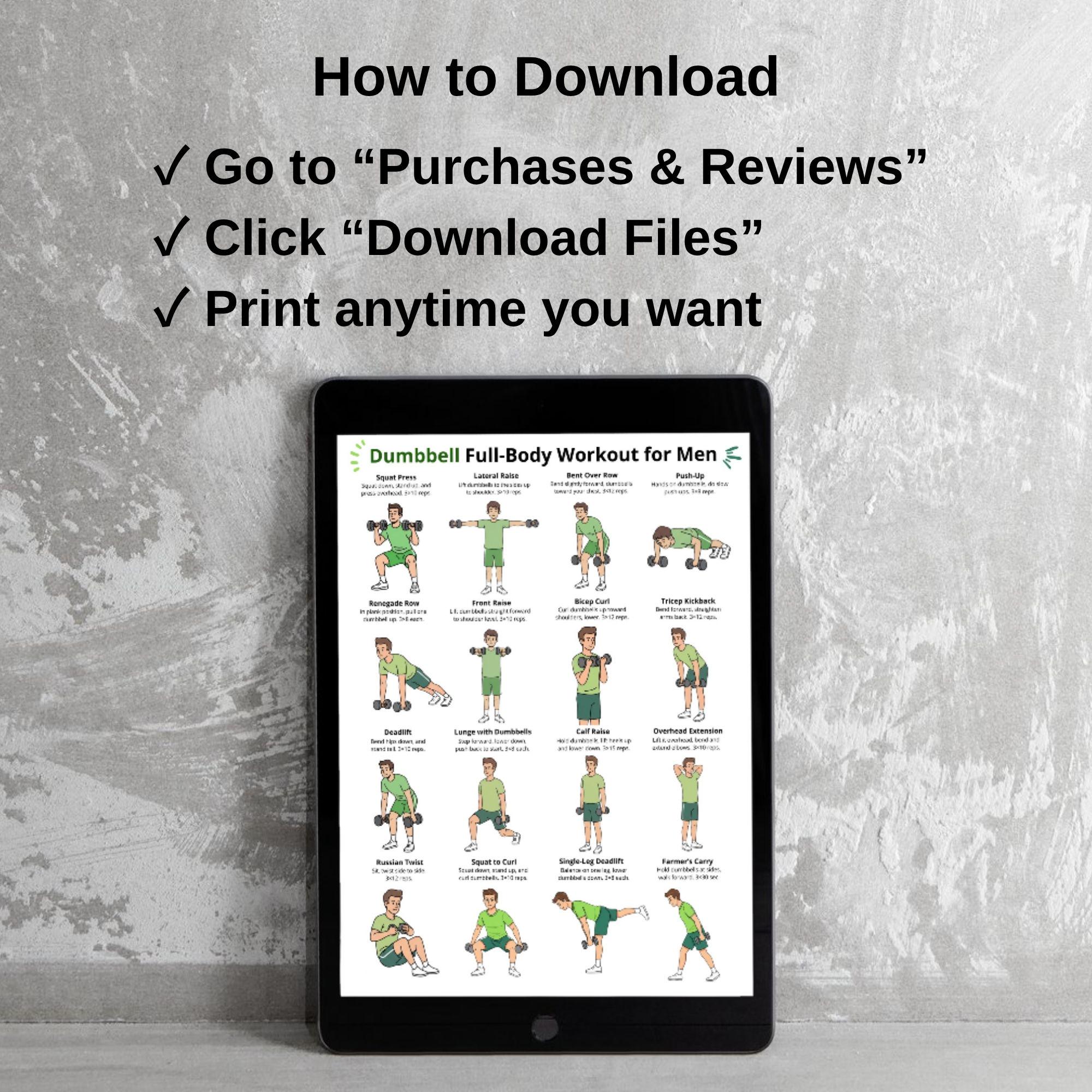 Dumbbell Full Body Workout for Men PDF, Home Gym Exercise Chart for Men ...