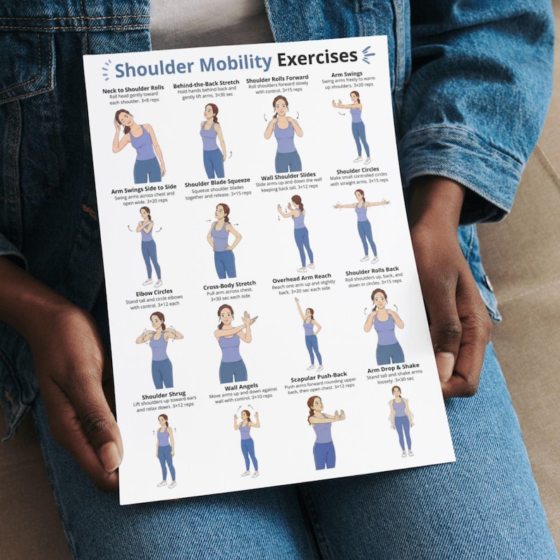 Shoulder Exercises Printable, Posture & Arm Exercises at Home, Upper ...