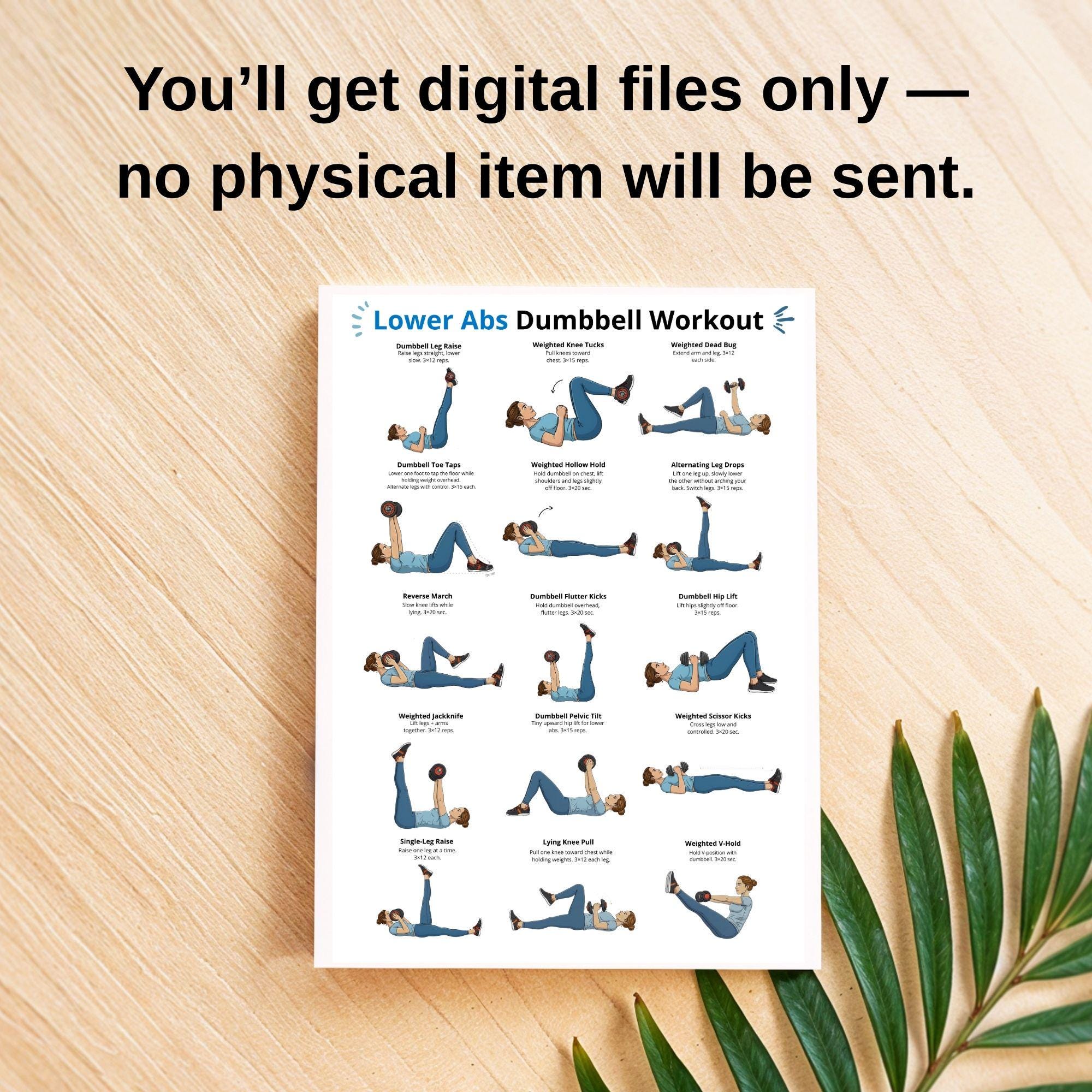 Lower Abs Dumbbell Workout Printable, Weighted Ab Exercises Chart, Core ...
