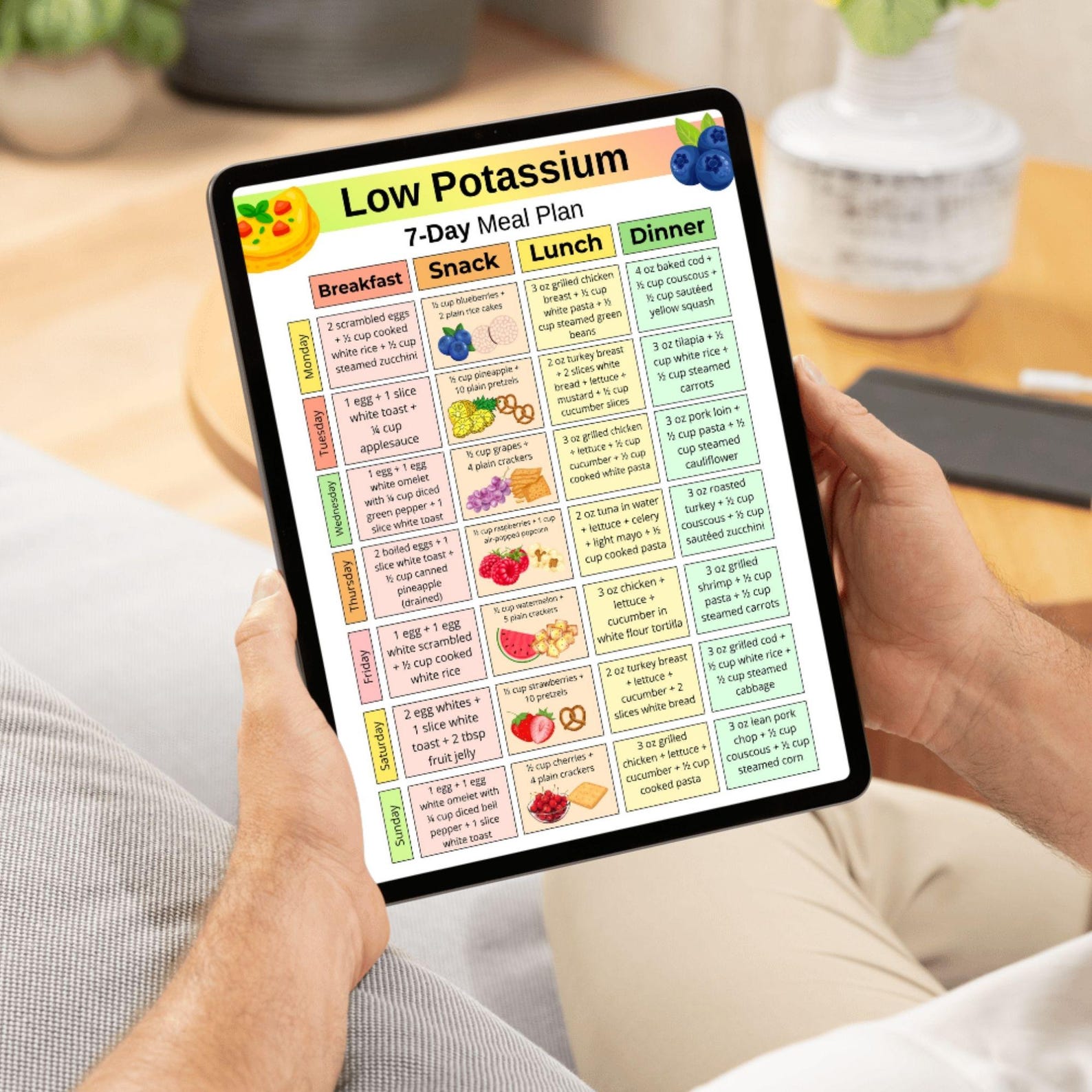 Low Potassium 7 Day Meal Plan | Low Potassium Food List | Weekly Easy ...