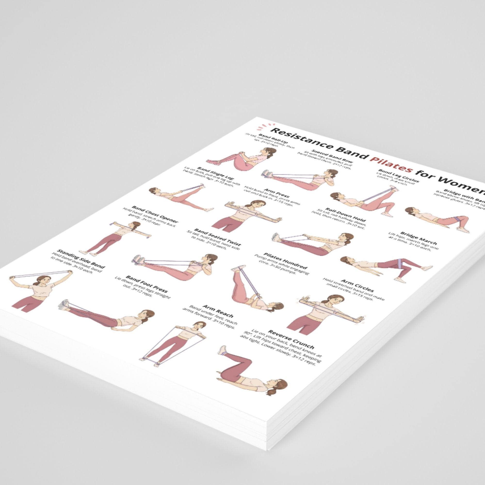 Resistance Band Pilates for Women, Pilates Workout Chart Printable ...