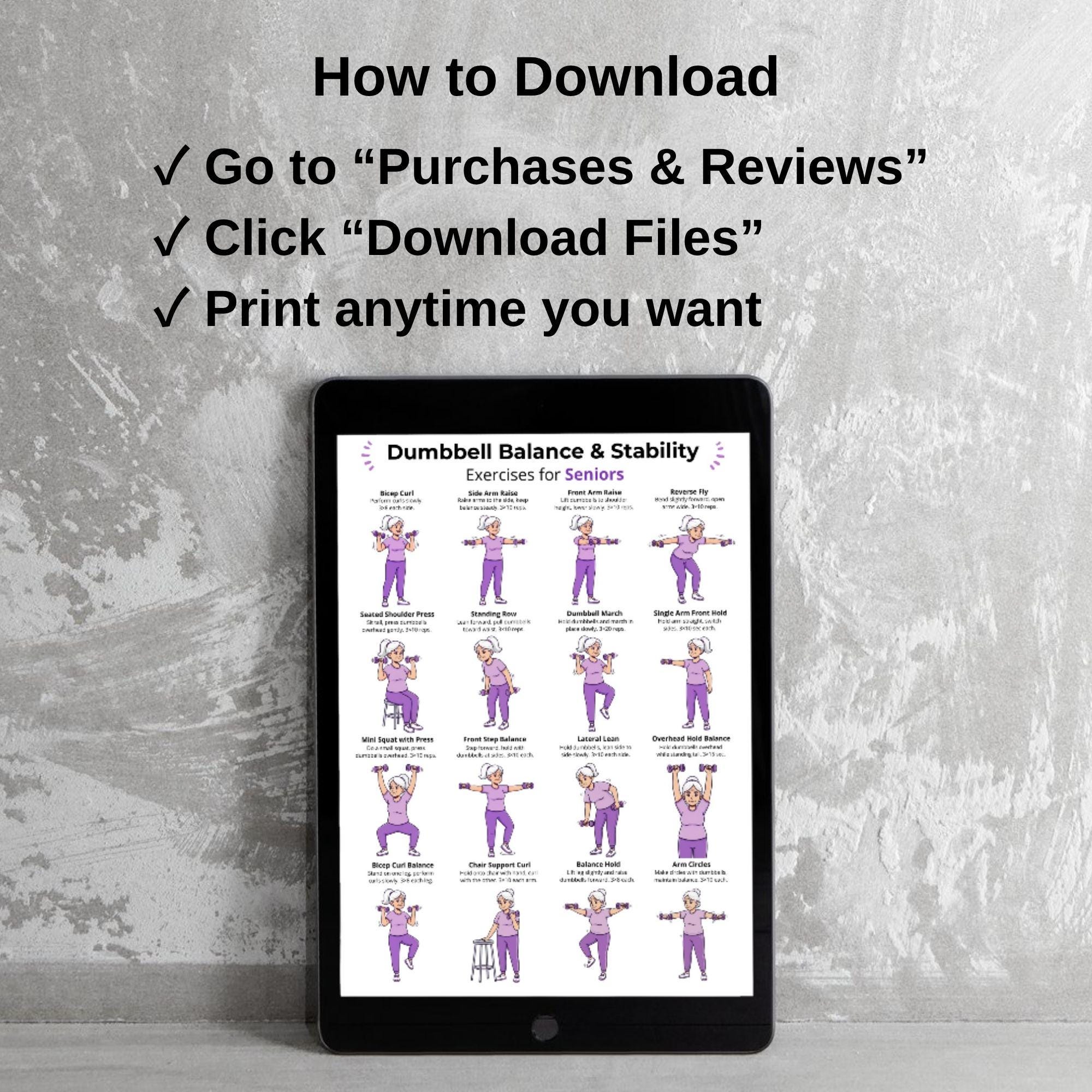 Dumbbell Exercises for Seniors Printable | Balance & Stability PDF ...
