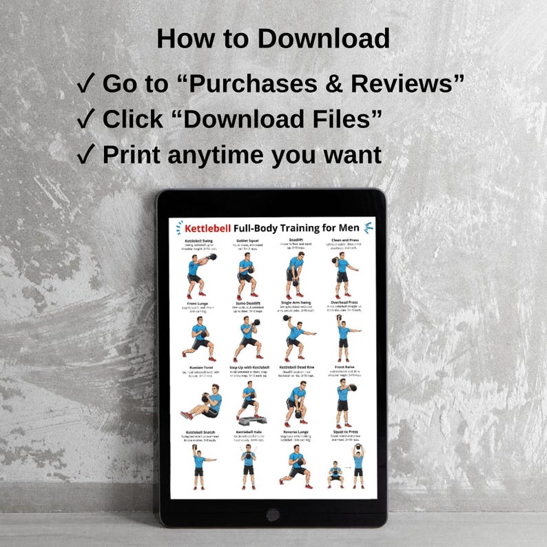 Kettlebell Full Body Workout for Men PDF, Home Gym Exercise Chart for ...