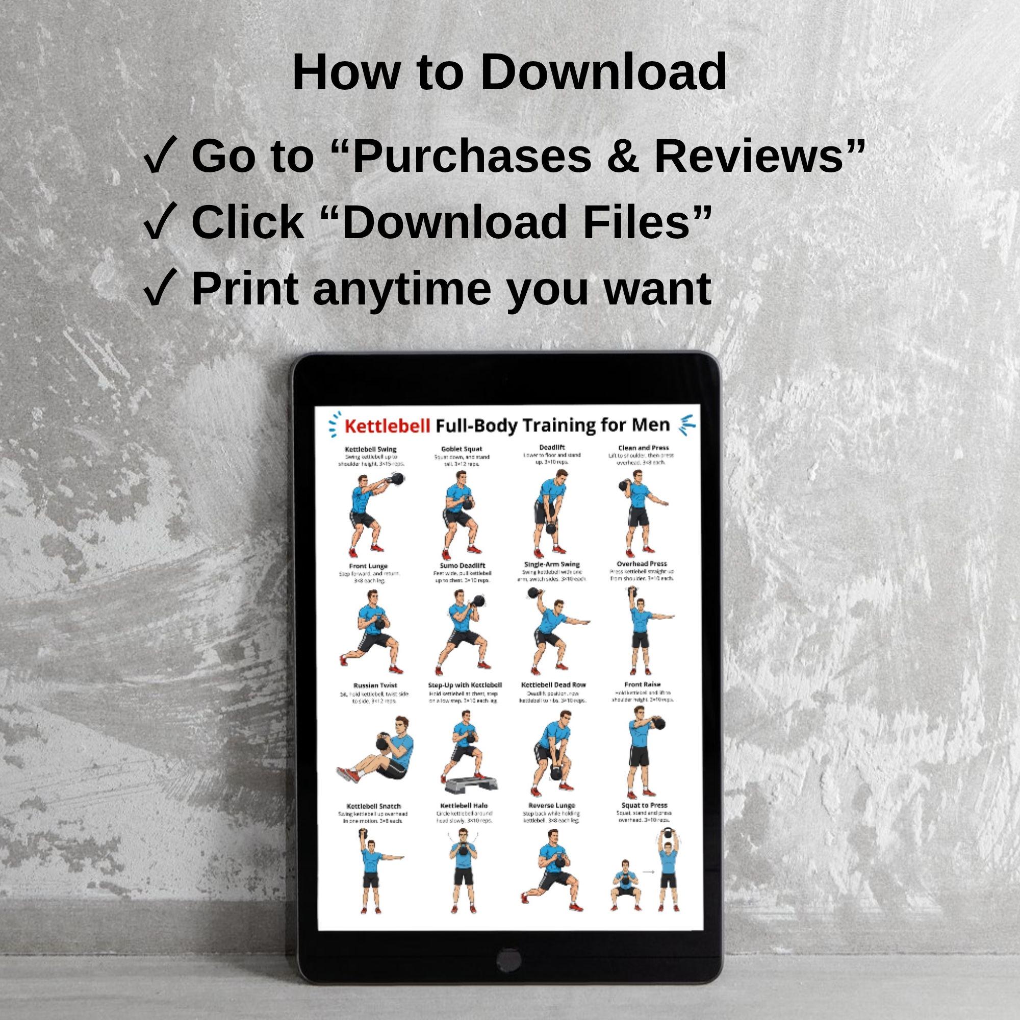 Kettlebell Full Body Workout for Men PDF, Home Gym Exercise Chart for ...