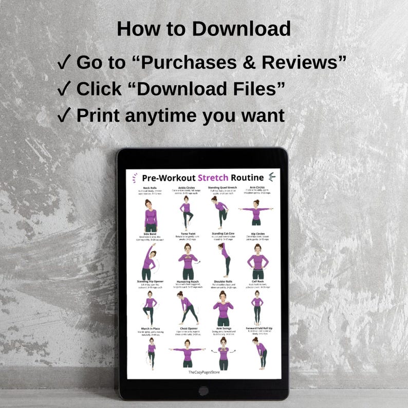 Pre Workout Stretch Routine Poster PDF, Dynamic Warm up Stretch ...