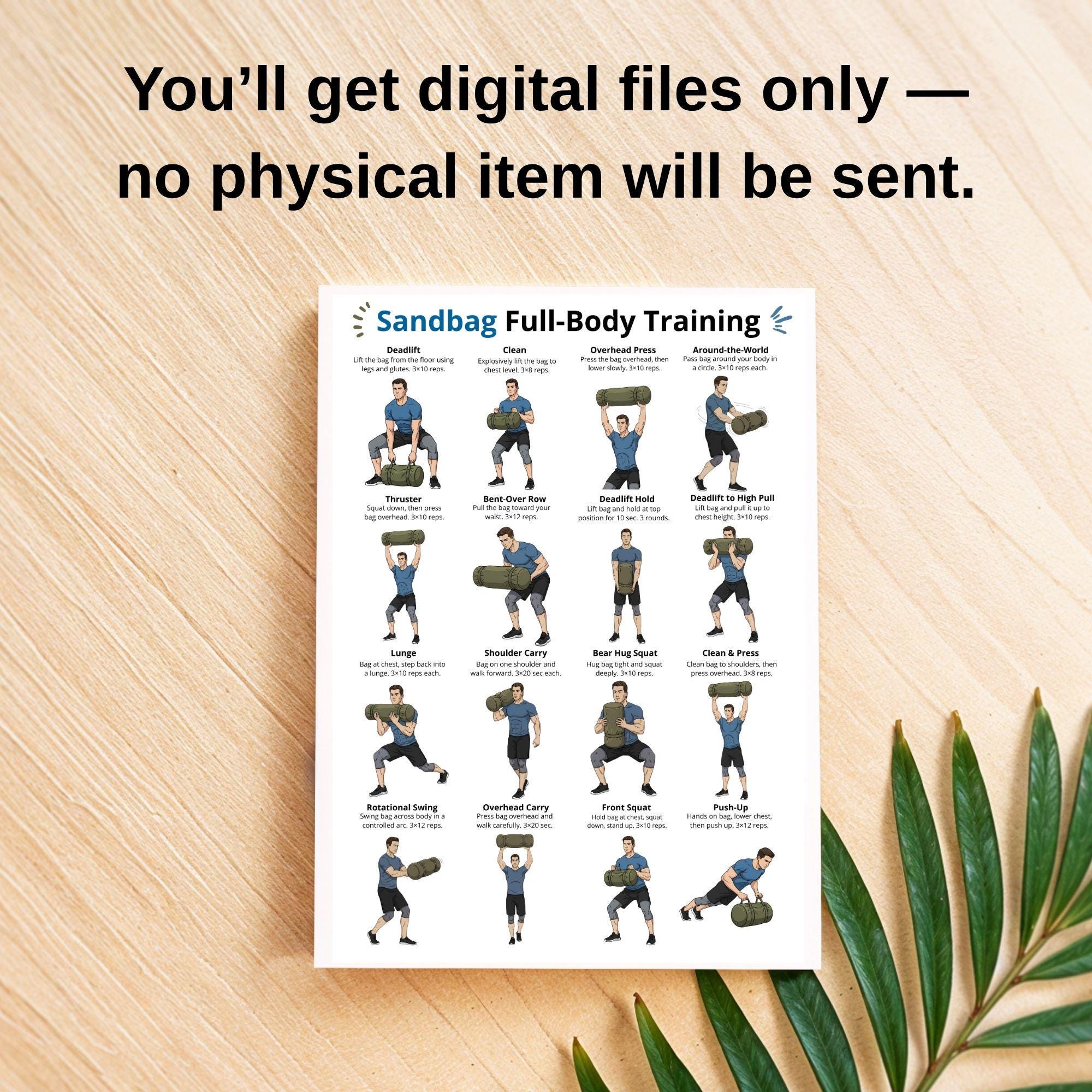 Sandbag Full Body Workout Poster, Sandbag Exercises Chart Printable ...