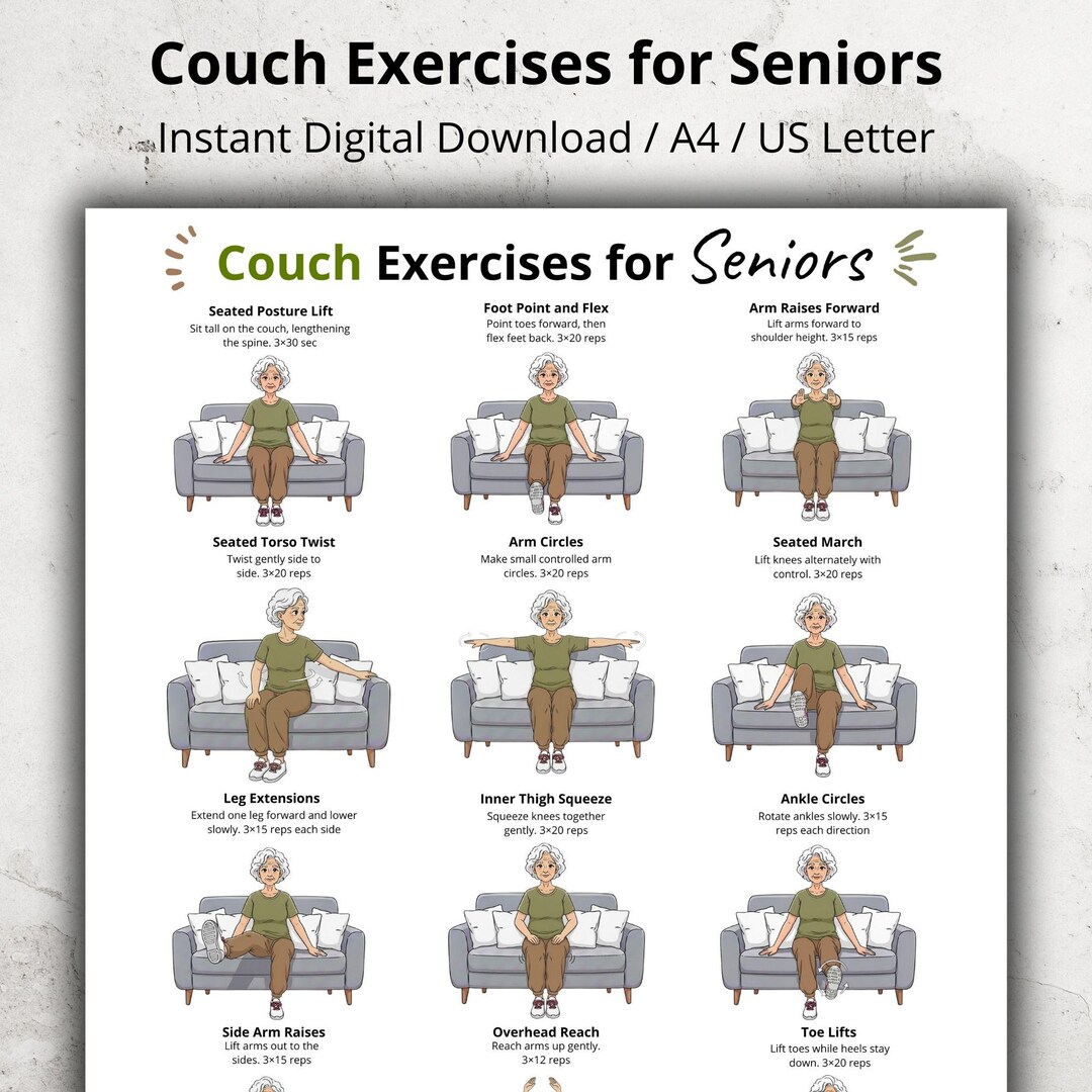 Couch Exercises for Seniors, Seated Chair and Sofa Exercises at Home ...