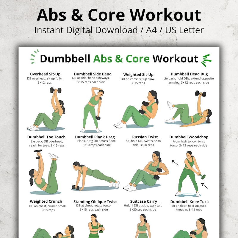 Ab Exercise Cards - Etsy UK