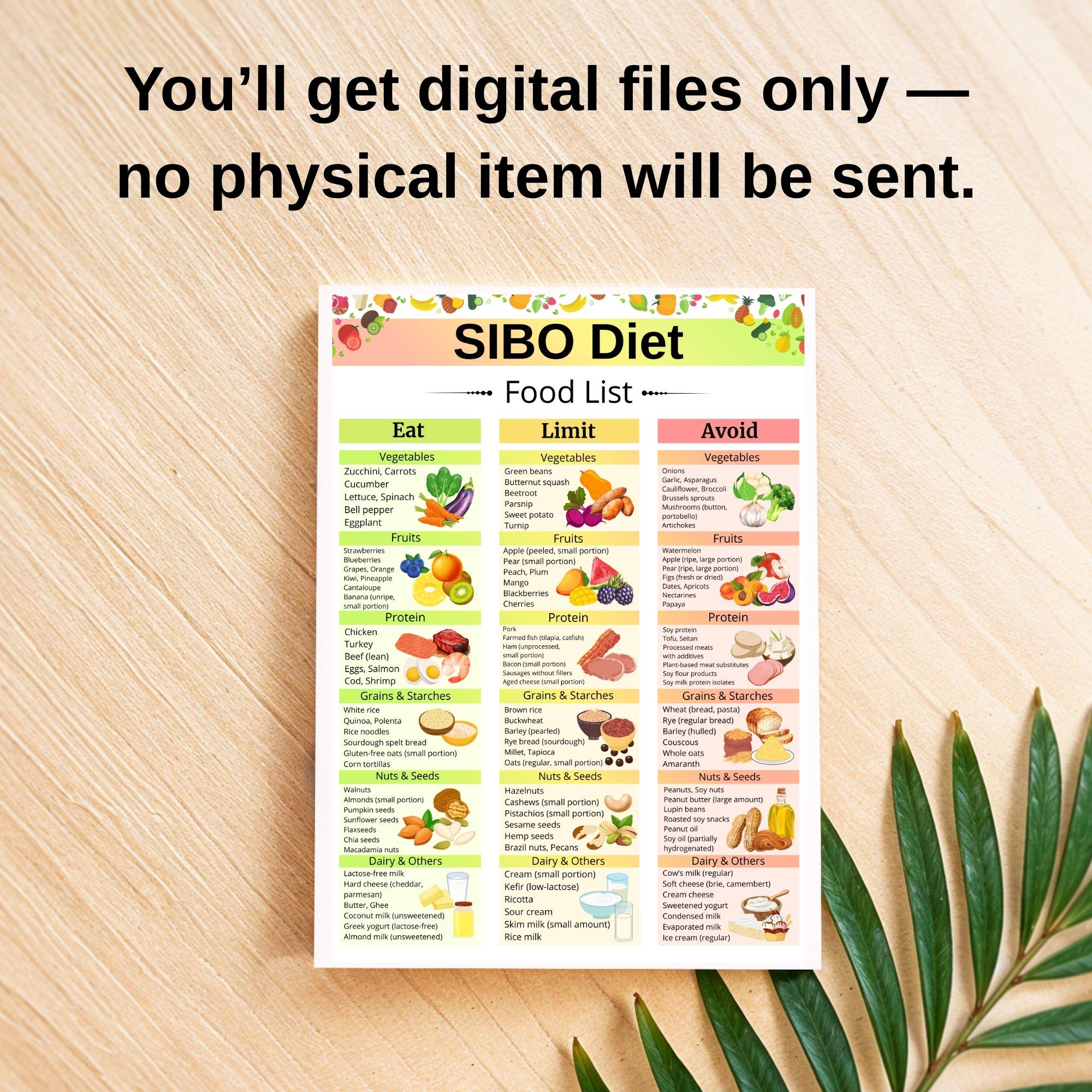 SIBO Diet Food List, Low FODMAP Grocery List, Sibo Food Chart, Sibo ...
