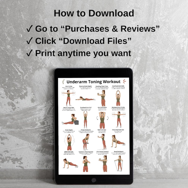 Underarm & Upper Arm Workout Poster, Arm Exercises at Home, No ...