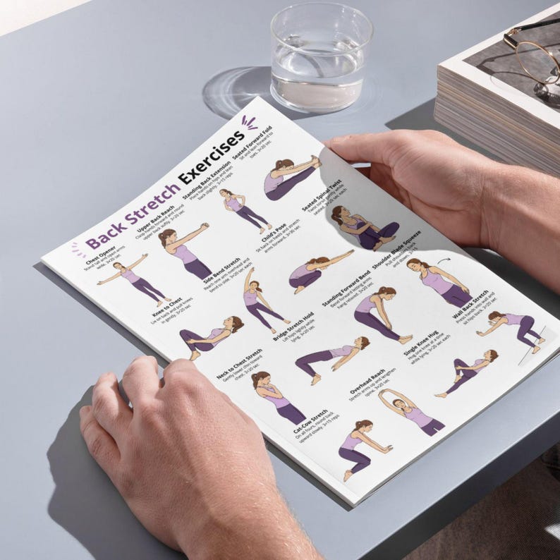 Back Stretch Exercises Chart, Upper & Lower Back Exercise Routine ...