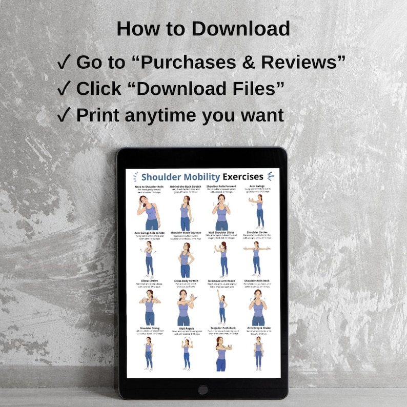 Shoulder Exercises Printable, Posture & Arm Exercises at Home, Upper ...