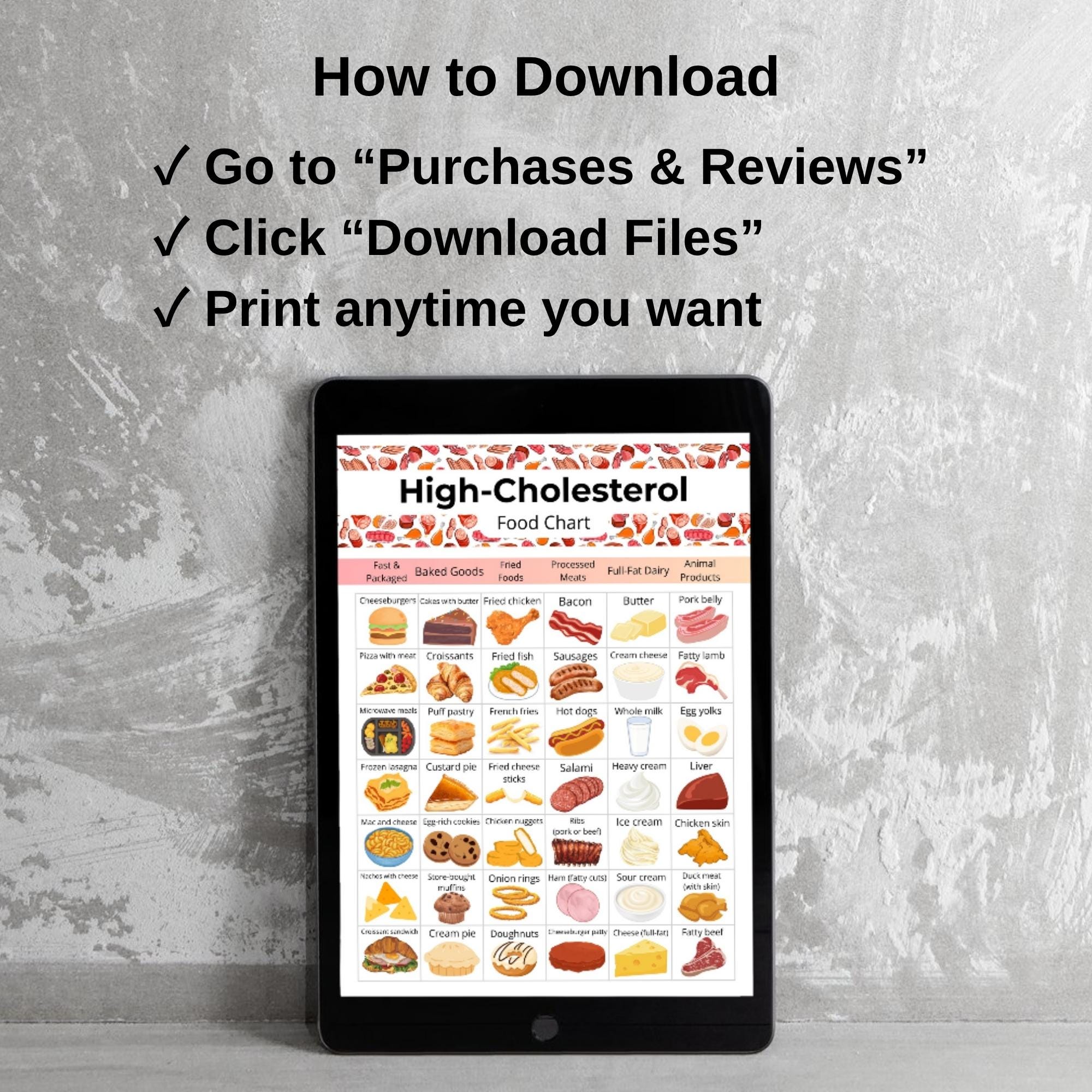 High Cholesterol Food List, High Cholesterol Grocery List Printable PDF ...