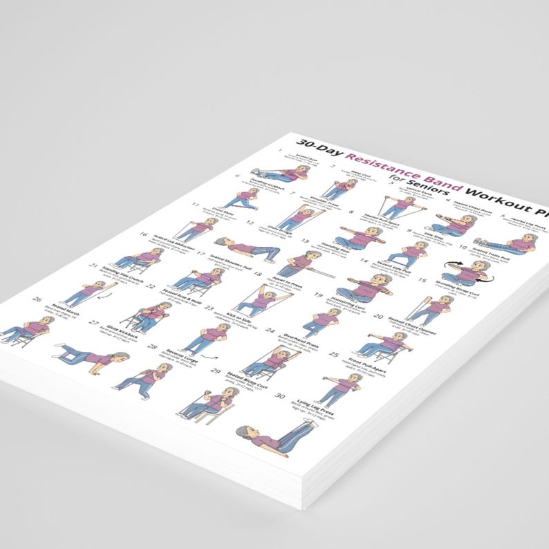 30 Day Resistance Band Workout Challenge for Seniors, Printable Seated ...