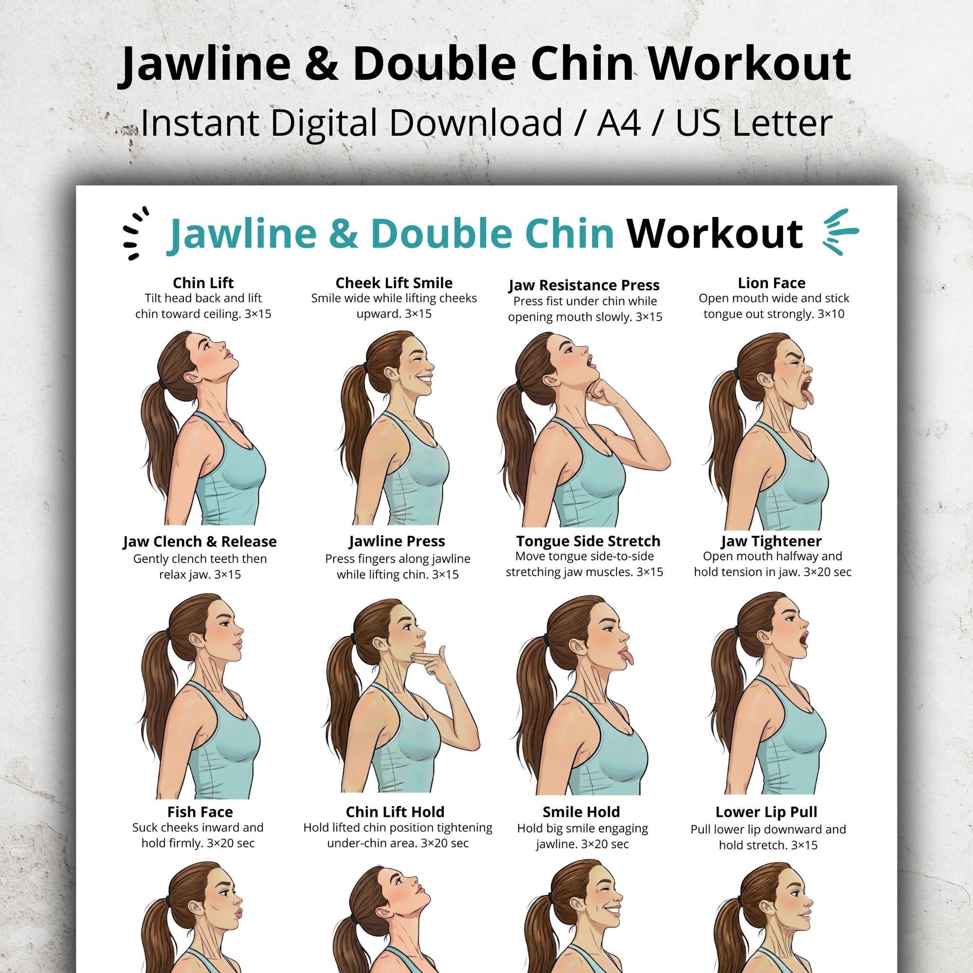 Jawline & Double Chin Exercises, Face Exercises for Jaw and Neck ...