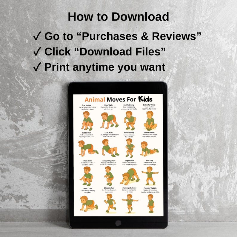 Animal Moves for Kids – Fun Exercise Chart With Animal Actions, Active ...