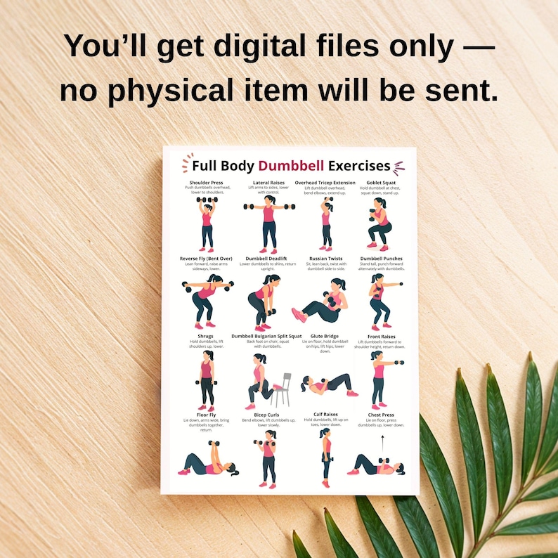 Full Body Dumbbell Workout Chart – Home Dumbbell Exercises, Printable ...