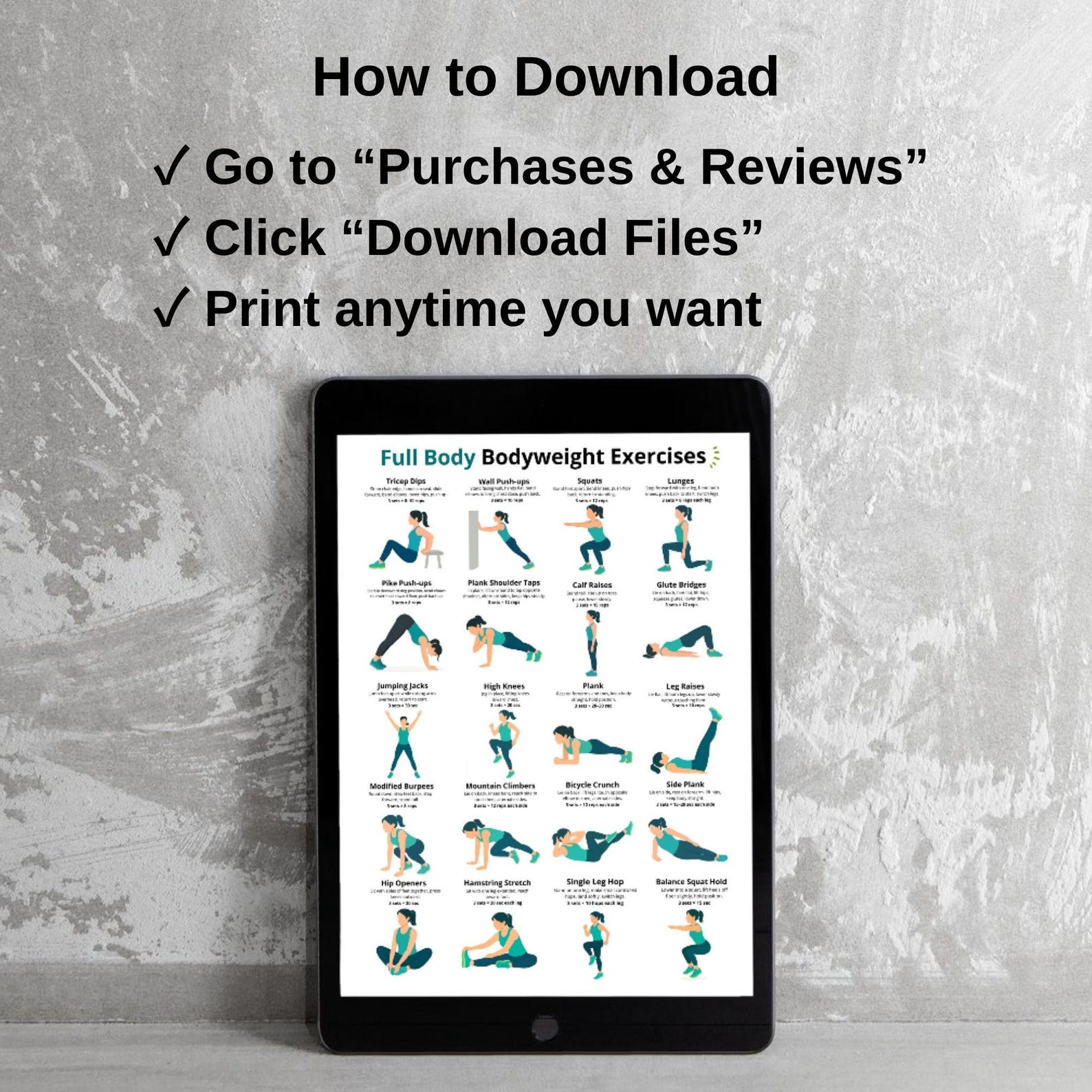Full Body Bodyweight Exercises Chart – Bodyweight Home Workout ...