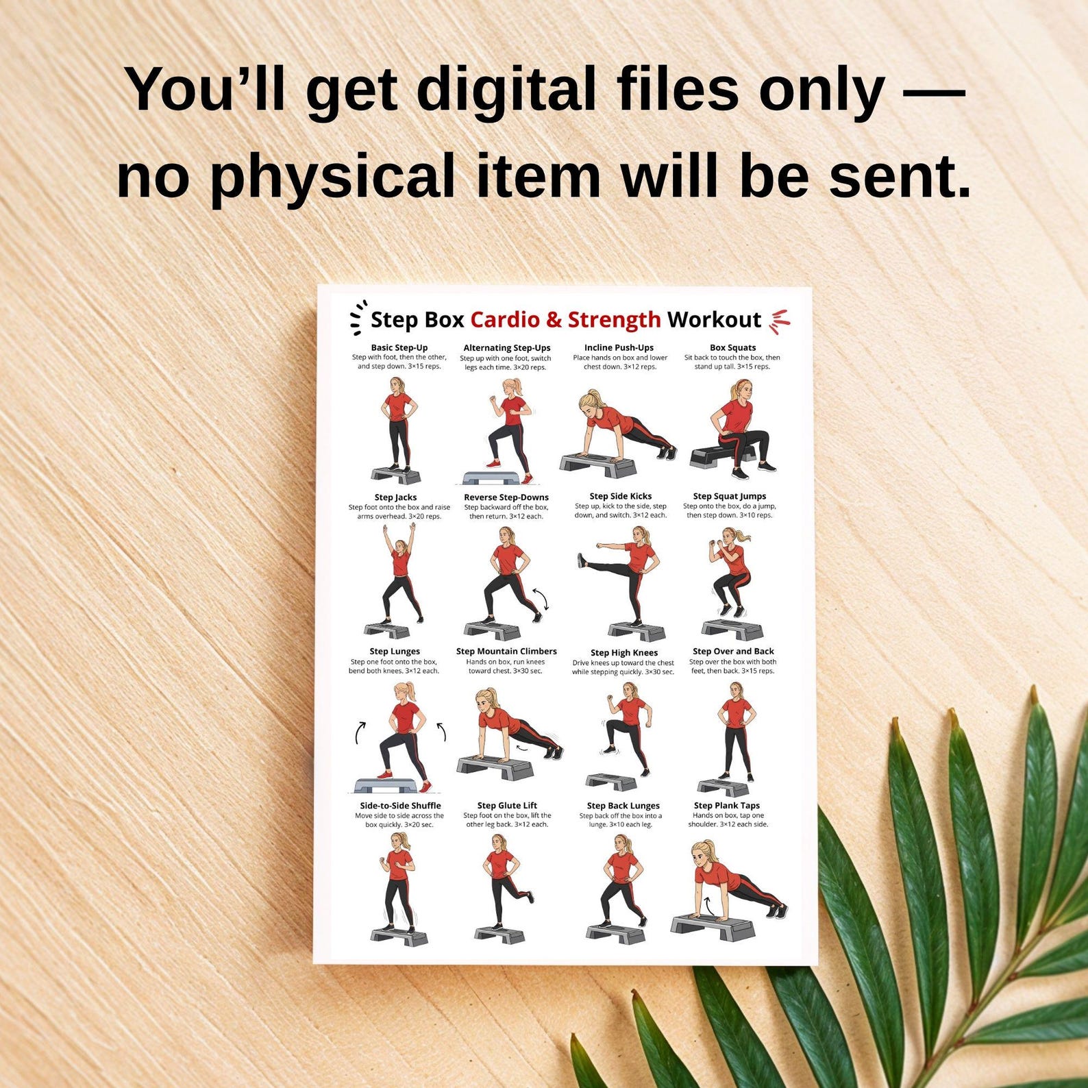 Step Box Workout Poster PDF, Aerobic Step Cardio Exercises Chart ...