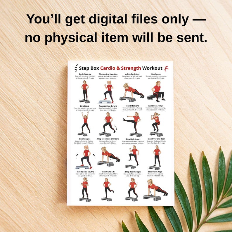 Step Box Workout Poster PDF, Aerobic Step Cardio Exercises Chart ...