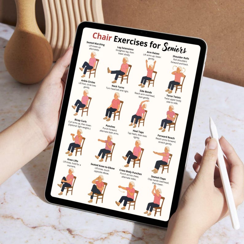 Chair Exercises for Seniors, Seated Exercise Chart PDF, Seated Workout ...