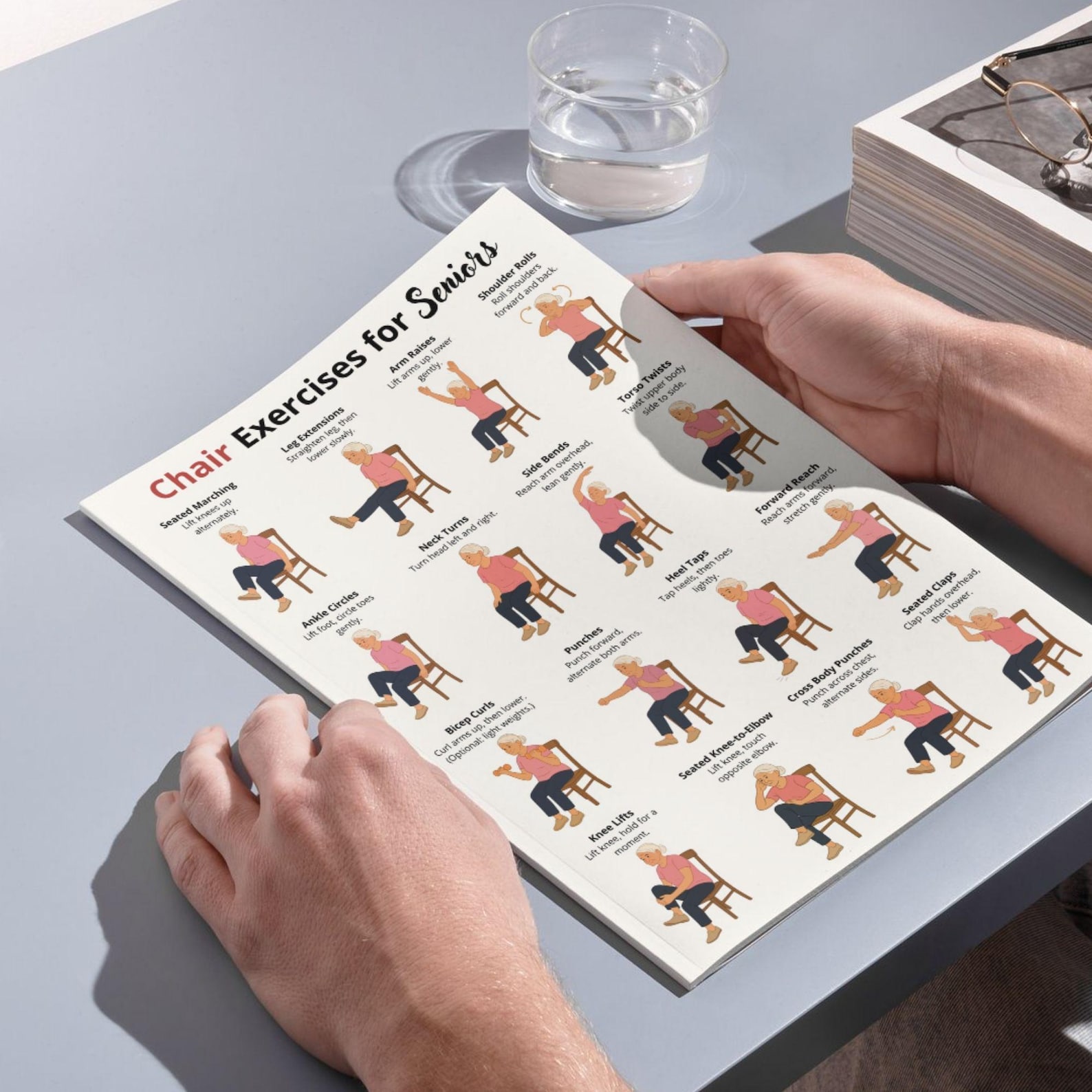 Chair Exercises for Seniors, Seated Exercise Chart PDF, Seated Workout ...