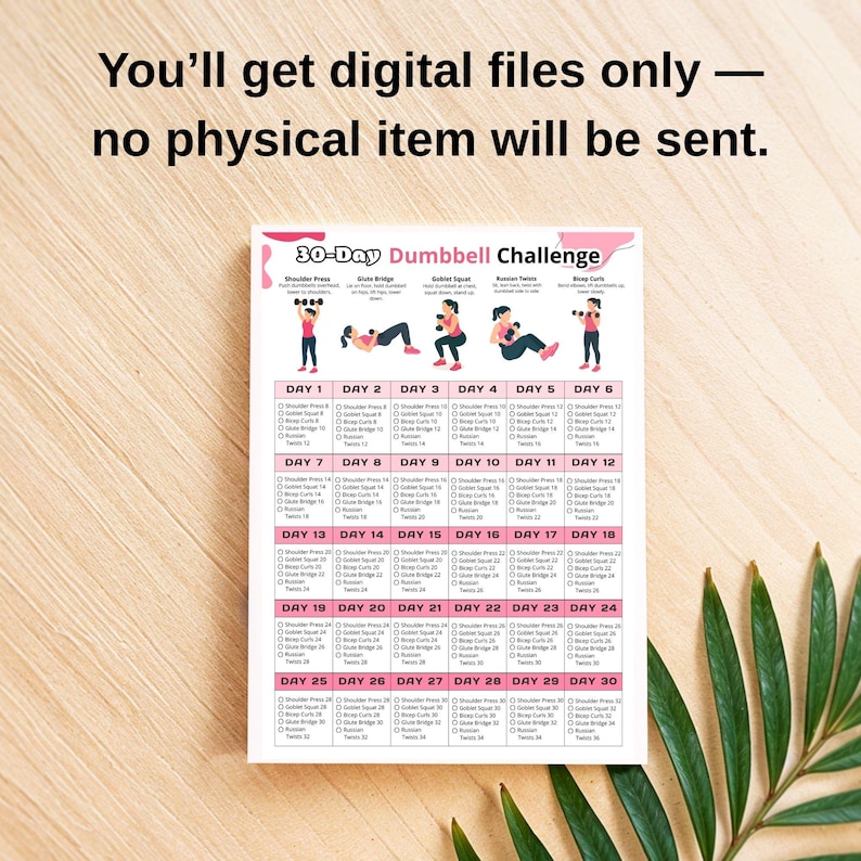 30 Day Dumbbell Challenge – Home Dumbbell Exercises Chart, Daily ...