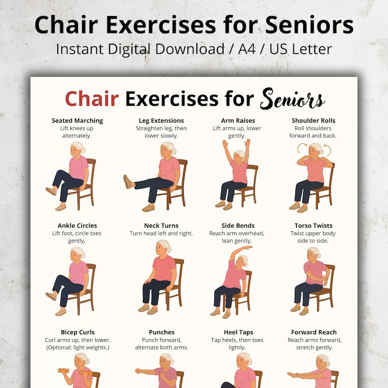 Exercises Chart Elderly - Etsy UK