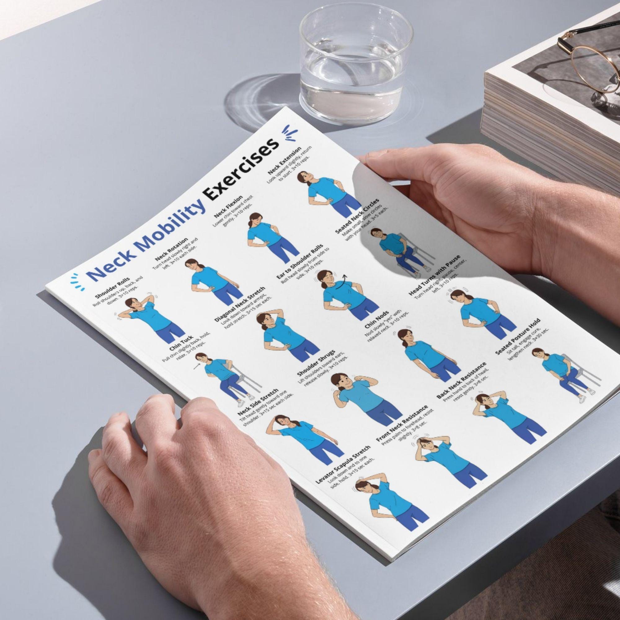 Neck and Shoulder Stretch Chart for Seniors & Desk Workers | Gentle ...