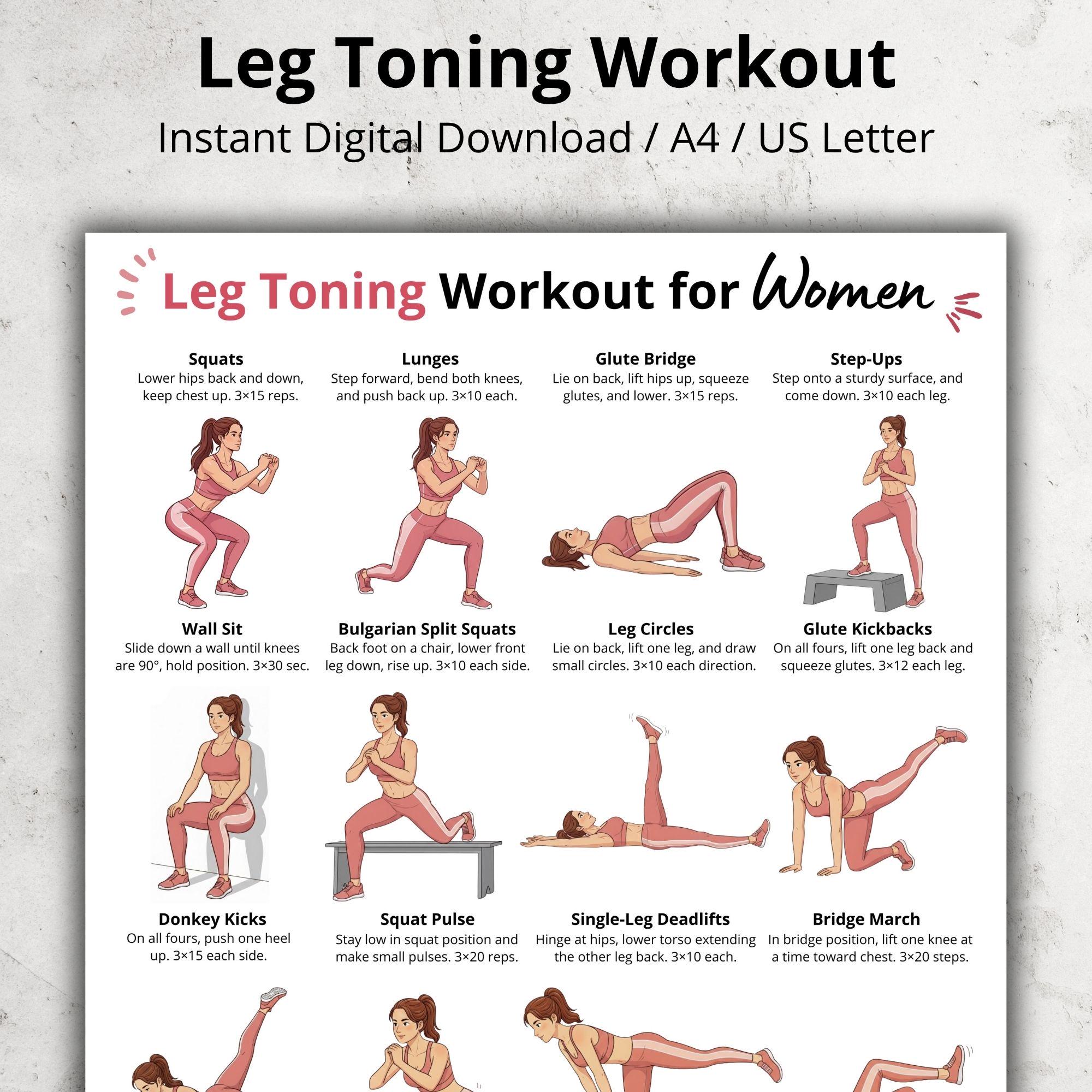 Leg Workout for Women | Lower Body Exercise Chart | Glute and Thigh ...