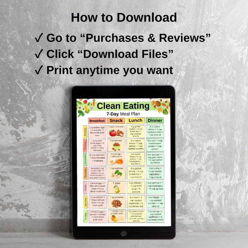 Clean Eating 7 Day Meal Plan | Real Food Weekly Menu | Simple Meal ...