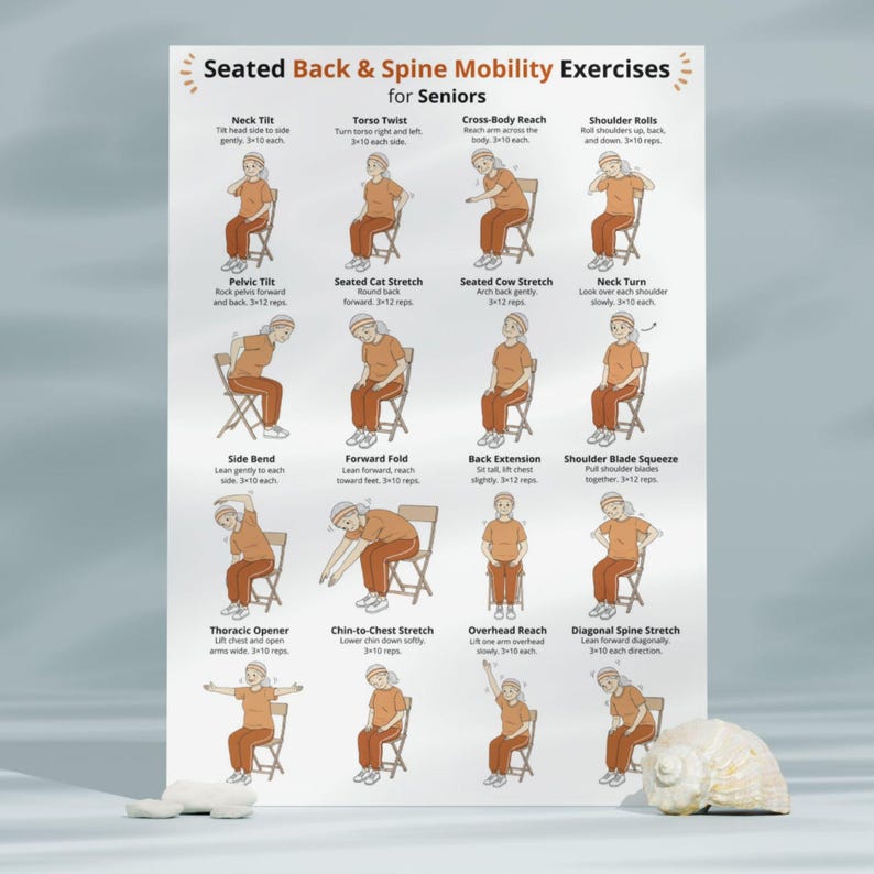 Seated Back & Spine Exercises for Seniors, Chair Stretch for Older ...
