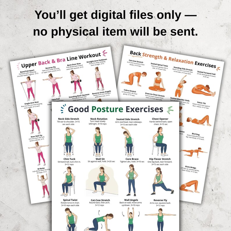 Back and Posture Workout Printable, Upper Back Stretching Exercises at ...