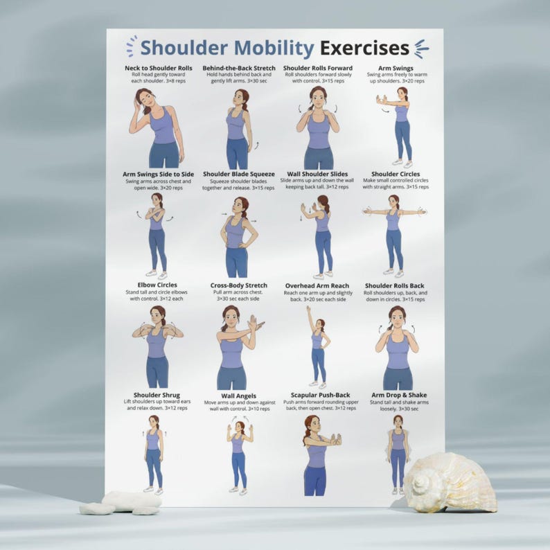 Shoulder Exercises Printable, Posture & Arm Exercises at Home, Upper ...