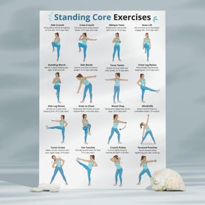 Standing Core Exercises Chart | Gentle Standing Ab and Oblique Workout ...