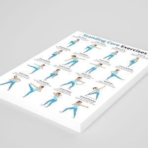 Standing Core Exercises Chart | Gentle Standing Ab and Oblique Workout ...