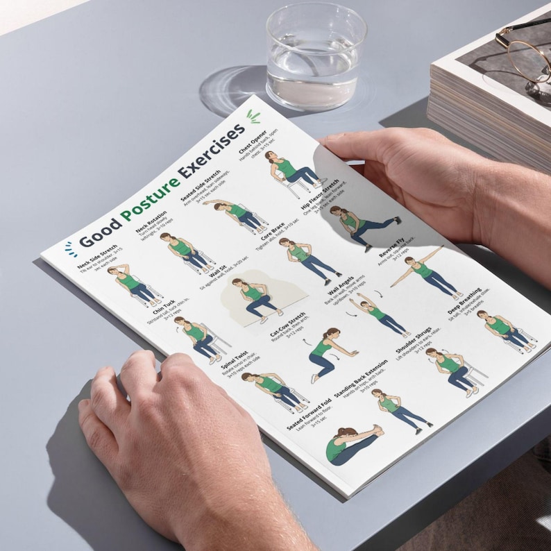 Good Posture Exercises Chart | Printable Back and Neck Workout Poster ...
