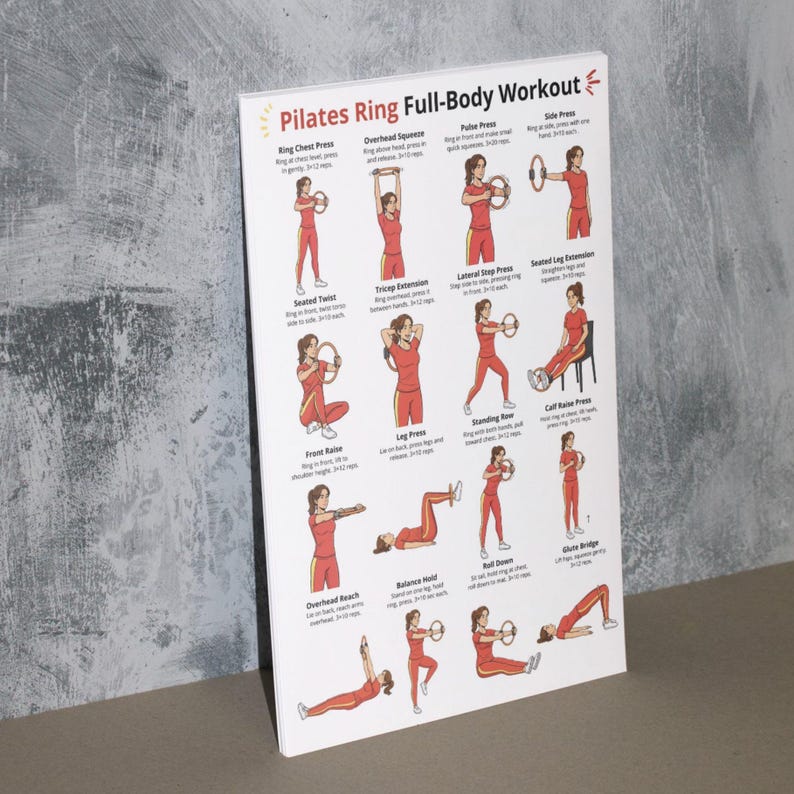 Pilates Ring Full Body Workout Printable Poster, Magic Circle Exercises ...