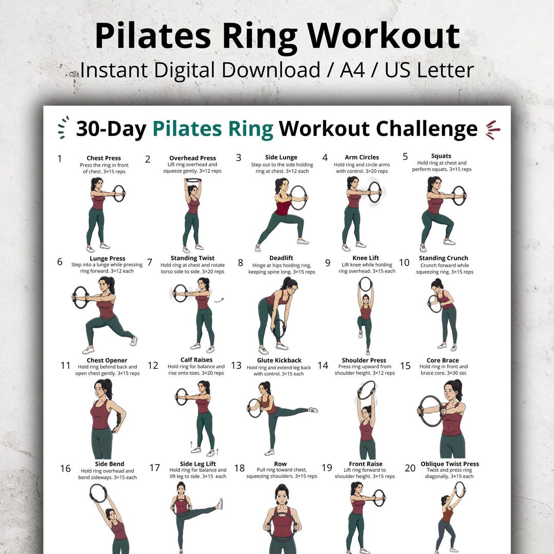 30 Day Pilates Ring Workout Challenge Printable, Pilates Ring Exercises ...