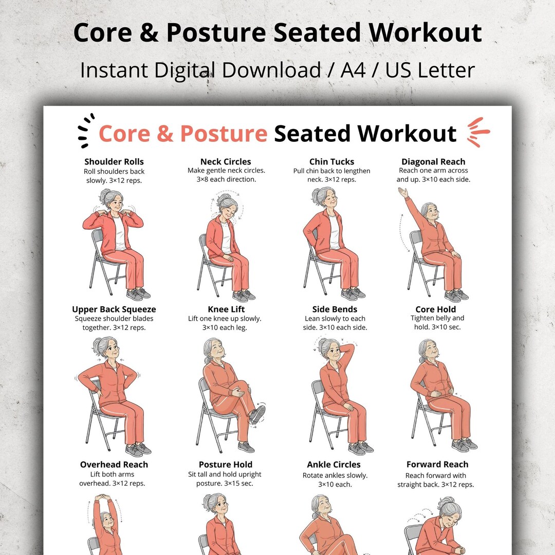 Core & Posture Seated Workout for Seniors, Chair Core Exercises ...